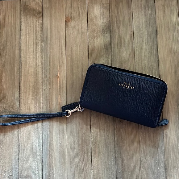 Coach | Bags | Coach Long Zip Around Wallet Blue Leather | Poshmark